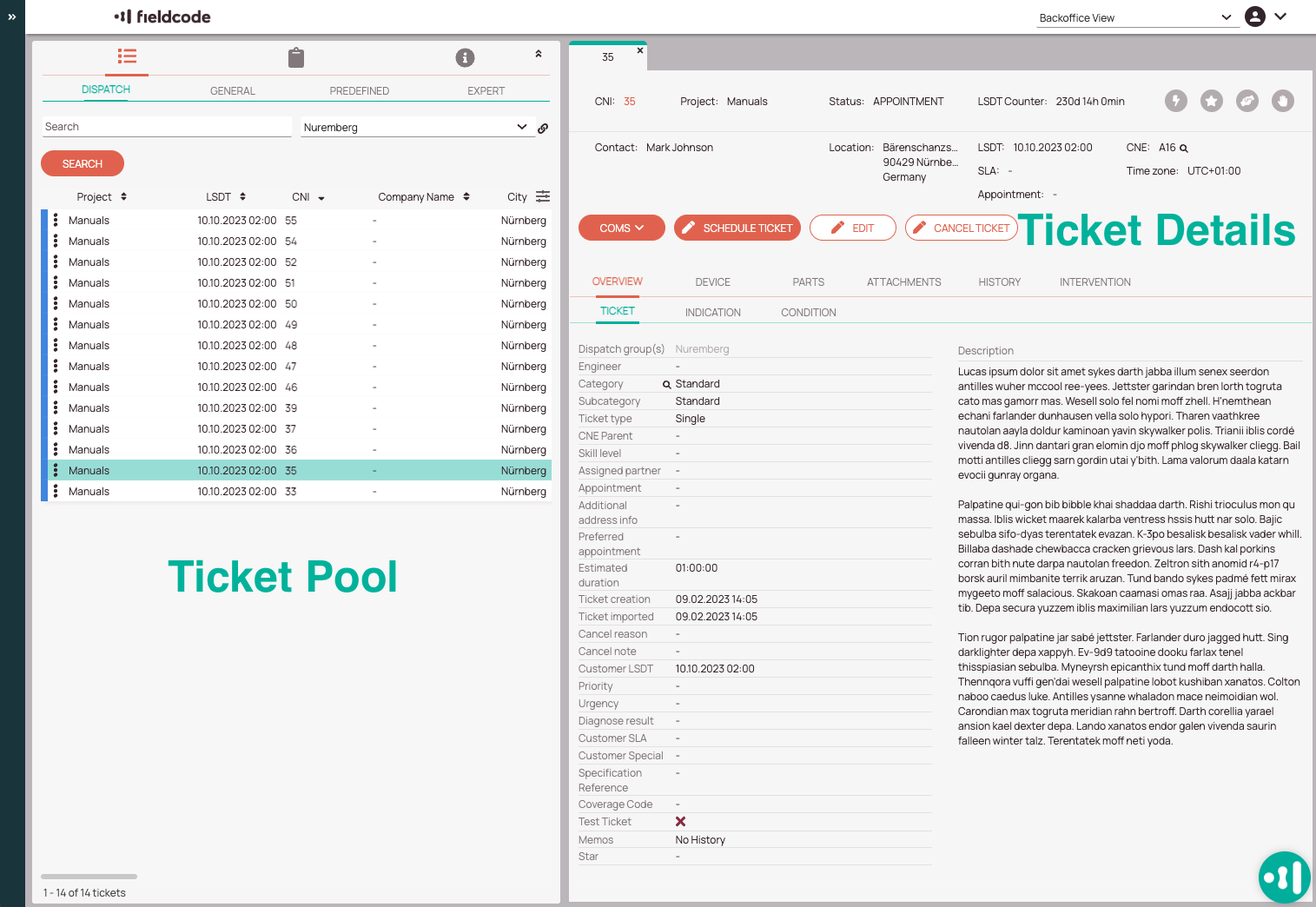 Change Views – Fieldcode Manual