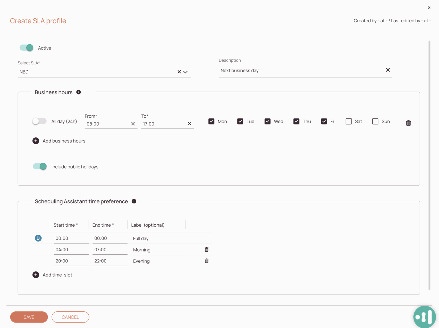 SLA Profile Settings – Fieldcode Manual